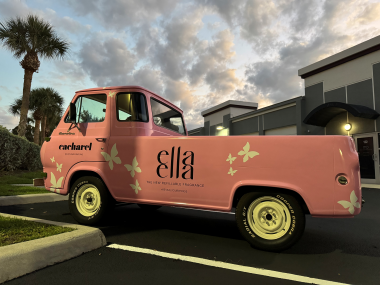 Custom Pink Ford Econoline Wrap | Boca Raton Event Vehicle